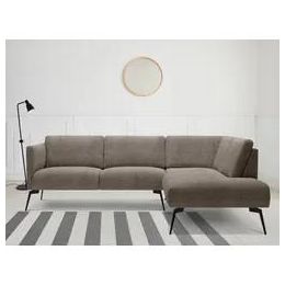 Ecksofa Andas "Horna, L-Form" Sofas Gr. B/H/T: 241cm x 84cm x 208cm, Struktur, Ottomane rechts, braun (hellbraun) mit Komfortschaum