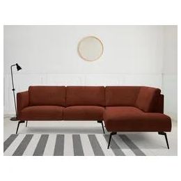 Ecksofa Andas "Horna, L-Form" Sofas Gr. B/H/T: 241cm x 84cm x 208cm, Struktur, Ottomane rechts, braun mit Komfortschaum