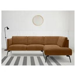 Ecksofa Andas "Horna, L-Form" Sofas Gr. B/H/T: 241cm x 84cm x 208cm, Struktur, Ottomane rechts, braun (bronze) mit Komfortschaum