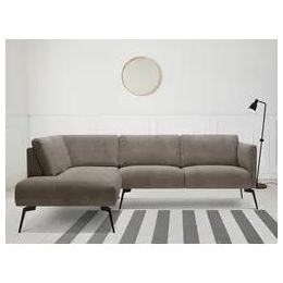 Ecksofa Andas "Horna, L-Form" Sofas Gr. B/H/T: 241cm x 84cm x 208cm, Struktur, Ottomane links, braun (hellbraun) mit Komfortschaum