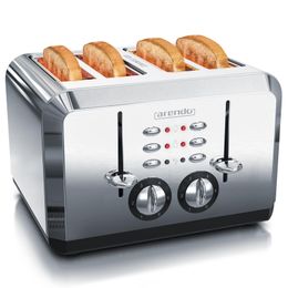 arendo Toaster für 4 Scheiben, 1630 W, Automatik, Edelstahl, Wärmeisolierendes Doppelwandgehäuse, silber