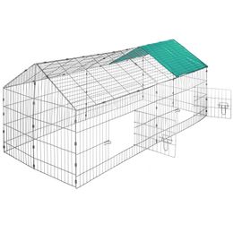 TecTake® Freilaufgehege für Kaninchen, aus 12 Gitterelementen, 2 Türen, 180 x 75 x 75 cm