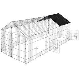 TecTake® Freilaufgehege für Kaninchen, aus 12 Gitterelementen, 2 Türen, 180 x 75 x 75 cm