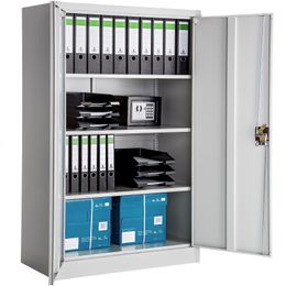 TecTake® Aktenschrank, aus pulverbeschichtetem Stahl, 3 höhenverstellbare Einlegeböden, 140 x 90 x 40 cm