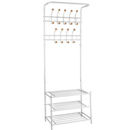 TecTake® Garderobe, Stahl, 18 Haken auf 4 Höhen, 66 x 187 x 33 cm