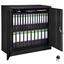 TecTake® Aktenschrank, aus pulverbeschichtetem Stahl, 2 höhenverstellbare Einlegeböden, 90 x 40 x 90 cm