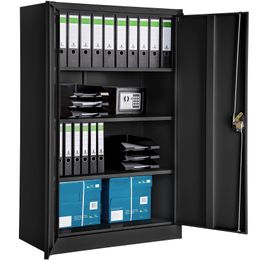 TecTake® Aktenschrank, aus pulverbeschichtetem Stahl, 3 höhenverstellbare Einlegeböden, 140 x 90 x 40 cm