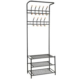 TecTake® Garderobe, Stahl, 18 Haken auf 4 Höhen, 66 x 187 x 33 cm