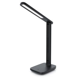 Brandson LED Schreibtischlampe mit 3 Helligkeitsstufen, Leder-Design, 42 LEDs dimmbar, 3 Farbtemperaturen, Sensor Touch, mit Netzteil, Schwarz