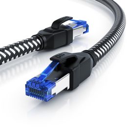 PRIMEWIRE Patchkabel CAT 8 mit Baumwollummantelung - Gigabit Ethernet LAN Kabel - 40 Gbit/s - S/FTP PIMF Schirmung - Netzwerkkabel - 20m