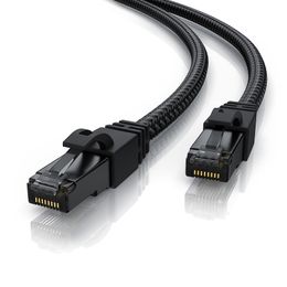 PRIMEWIRE Patchkabel CAT 7 mit Baumwollummantelung - Gigabit Ethernet LAN Kabel - Black Series - 10 Gbit/s - S/FTP PIMF Schirmung - Netzwerkkabel - 25m