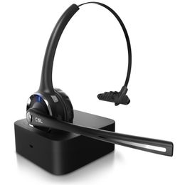 CSL Mono Bluetooth Headset mit Ladestation, Kopfhörer mit flexiblem Mikrofon, Multipoint, kabellos, leicht, freisprechen, Chat Callcenter Meeting