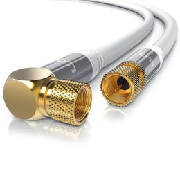 PRIMEWIRE SAT-Kabel, Koax, F-Stecker, HDTV SAT Koax Kabel 90° gewinkelt, 4fach Schirmung, 135dB, 75Ohm - 15m