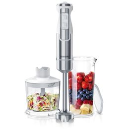 arendo Edelstahl Stabmixer Set - vierflügeliges Messer - Pürierstab - Variabler Geschwindigkeitsregler + Turbotaste