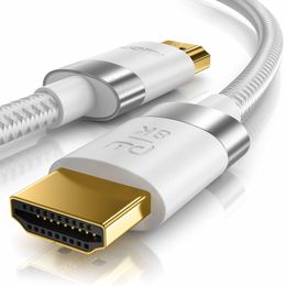 PRIMEWIRE - 10m High Speed 8K HDMI Kabel 2.1 mit Ethernet ARC 3D 4K Ultra HD 7680x4320 @ 120 Hz PS4 360 TV OLED PC Laptop Beamer Monitor - Weiß/Silber