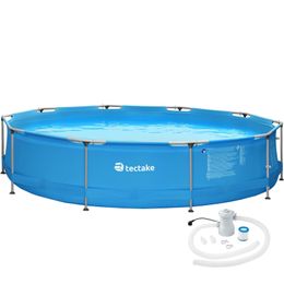 TecTake® Swimming Pool, rund, reißfestes PVC-Gewebe, 360 x 76 cm