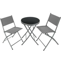 TecTake® Bistro-Set, klappbar, für 2 Personen, UV-beständig, Tisch mit Sicherheitsglasplatte