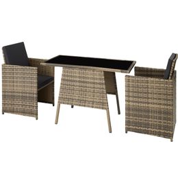 TecTake® Rattan Sitzgruppe Lausanne 2+1 - natur