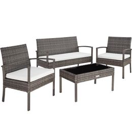 TecTake® Rattan Sitzgruppe, für 4 Personen, UV-beständig, schlanke Gestelle