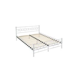 TecTake® Metallbett mit Lattenrost im modernen Design - 200 x 140 cm, weiß