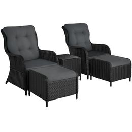 TecTake® Rattan Sitzgruppe, für 2 bis 4 Personen, Dicke der Sitzpolster 8,5 cm, mit Sicherheitsglasplatte, mit Sicherheitsglasplatte