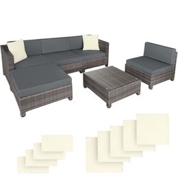 TecTake® Rattan Lounge, mit Aluminiumgestell, wetterfest und UV-beständig, mit Sicherheitsglasplatte