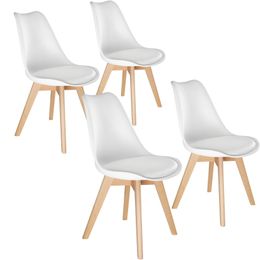 TecTake® 4er Set Esszimmerstuhl, gepolsterte Sitzfläche, massive Holzbeine, 49 x 56 x 82,5 cm