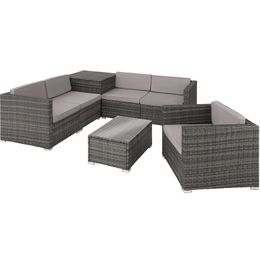 TecTake® Rattan Lounge, für 5 Personen, Dicke der Polster 8 cm, inklusive großer Aufbewahrungsbox