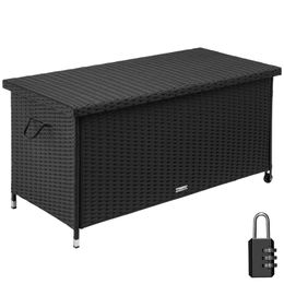 TecTake® Auflagenbox Kiruna mit Kunststoffgeflecht, 120x55x61,5cm, 270l - schwarz