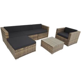 TecTake® Rattan Lounge, für 4 bis 5 Personen, UV-beständig, mit Sicherheitsglasplatte