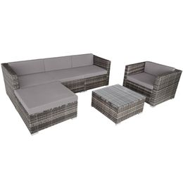 TecTake® Rattan Lounge, für 4 bis 5 Personen, UV-beständig, mit Sicherheitsglasplatte