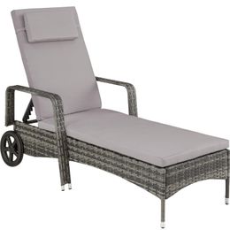 TecTake® Rattan Sonnenliege, mit Aluminiumgestell, 6-fach verstellbare Rückenlehne, 196 x 72 x 57 - 94,5 cm