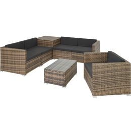 TecTake® Rattan Lounge, für 5 Personen, Dicke der Polster 8 cm, inklusive großer Aufbewahrungsbox