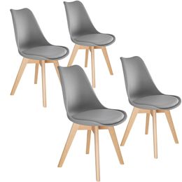 TecTake® 4er Set Esszimmerstuhl, gepolsterte Sitzfläche, massive Holzbeine, 49 x 56 x 82,5 cm