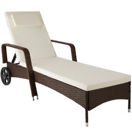 TecTake® Rattan Sonnenliege, mit Aluminiumgestell, 6-fach verstellbare Rückenlehne, 196 x 72 x 57 - 94,5 cm