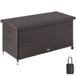 TecTake® Auflagenbox Kiruna mit Kunststoffgeflecht, 120x55x61,5cm, 270l - braun