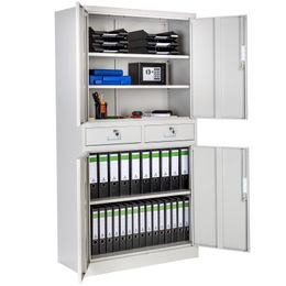 TecTake® Aktenschrank, aus pulverbeschichtetem Stahl, 3 höhenverstellbare Einlegeböden, 180 x 80 x 40 cm