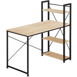 TecTake® Computer-Schreibtisch, Industrial Style, integriertes Regal mit 3 Ablagefächern, 122 x 61 x 120 cm