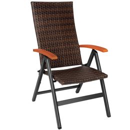 TecTake® Rattanstuhl, mit Aluminiumgestell, wetterfest und UV-beständig, 58 x 72 x 108 cm