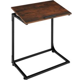 TecTake® Beistelltisch, Industrial Style, in praktischer C-Form mit neigbarer Platte, 55 x 35 x 66,5 cm