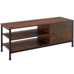 TecTake® TV-Regal, Industrial Style, 2 offene Fächer, Staufach mit Magnettür, 110 x 40 x 45,5 cm