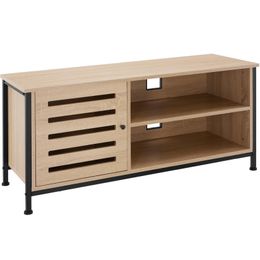 TecTake® TV-Board, Industrial Style, 2 offene Fächer, Staufach mit Magnettür, 2 Kabelaussparungen, 110 x 41,5 x 50,5 cm