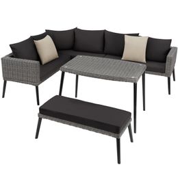 TecTake® Rattan Lounge, mit Aluminiumgestell, wetterfest und UV-beständig, mit Sicherheitsglasplatte