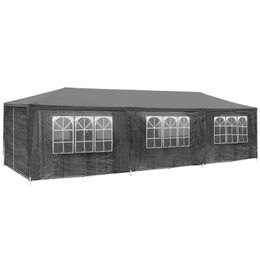 TecTake® Pavillon Elasa 9x3m mit 8 Seitenteilen - grau