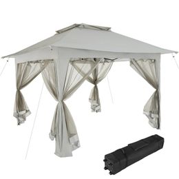 TecTake® Faltpavillon, 3,64 x 3,64 x 2,94 m, 4 abnehmbare Seitenteile aus Moskitonetz, inklusive Spannseile, Heringe sowie Transporttasche