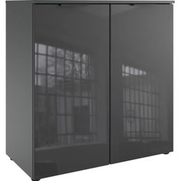 Kommode wimex "Level36 black C by fresh to go" Sideboards Gr. B/H/T: 81 cm x 92 cm x 41 cm, grau (graphit, glas grey) Kommode mit Glaselementen auf der Front, soft-close Funktion, 81cm breit