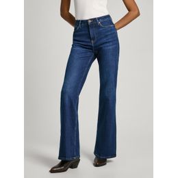 Slim-fit-Jeans Pepe Jeans "FLARE HW" Gr. 27, Länge 32, blau (dark indigo wiser wash) Damen Jeans