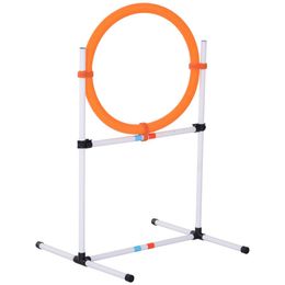 PawHut Hundetrainingsset Springring für Haustier-Agility-Training tragbar PE Weiß + Orange 74,5 x 66 x 91 c