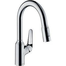 Hansgrohe Focus M42 180 2jet Küchenarmatur 71801000 mit Ausziehbrause, Schwenkbereich 360°, chrom