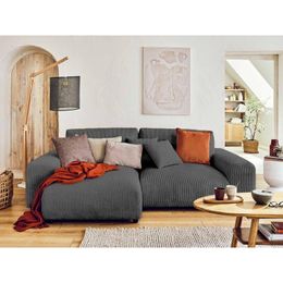 Garance – ecksofa beidseitig montierbar - 4-sitzer – aus cord - dunkelgrau